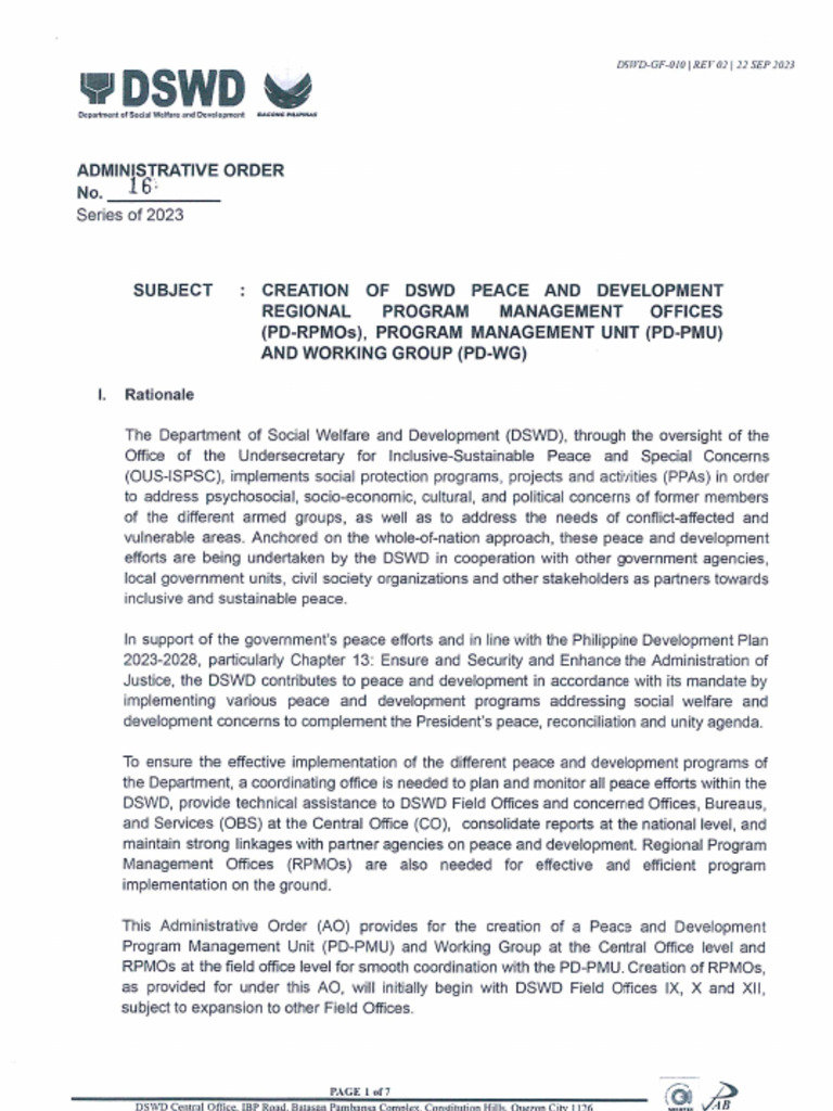 Ao - 2023-016 PDBBM Rpmo | PDF