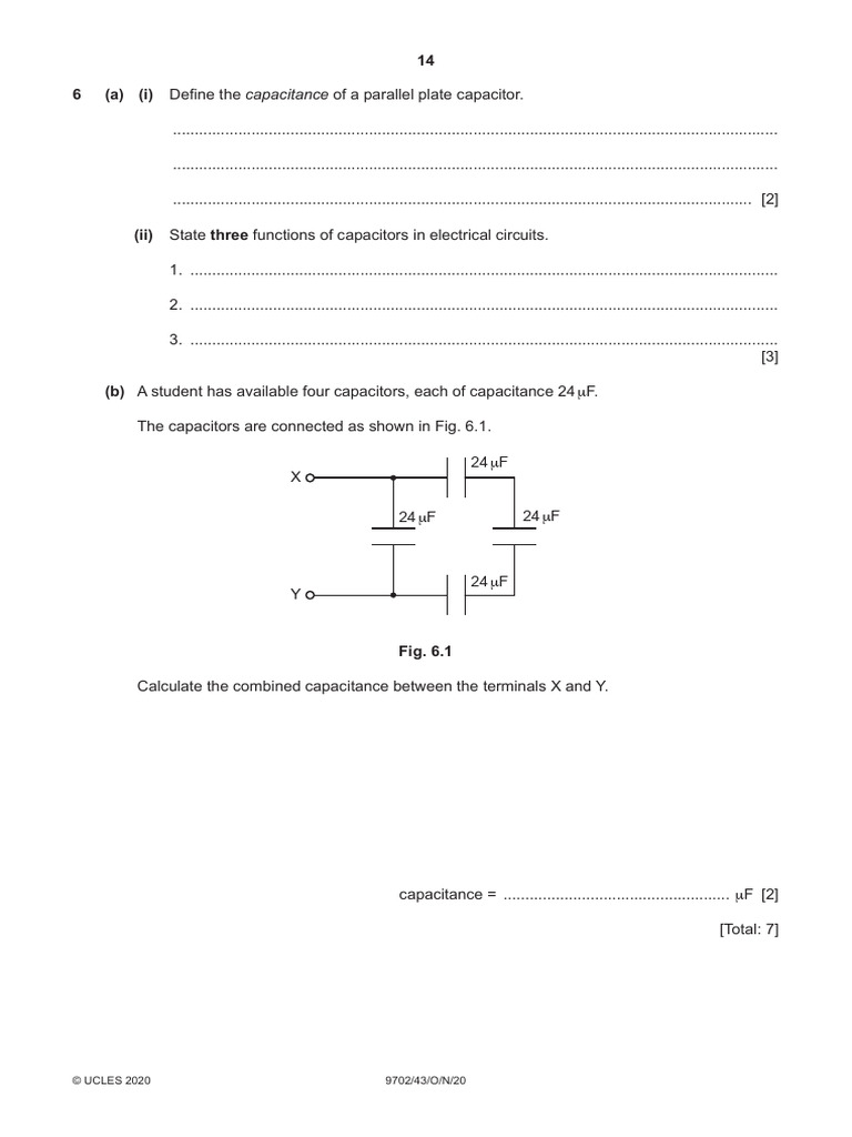Worksheet - Capacitance | PDF | Capacitor | Capacitance