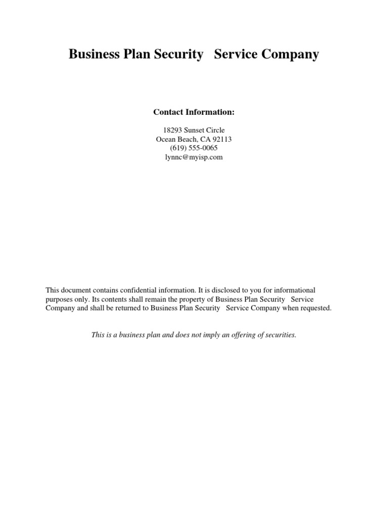 Security Service Business Plan Overview | PDF | Strategic Management ...