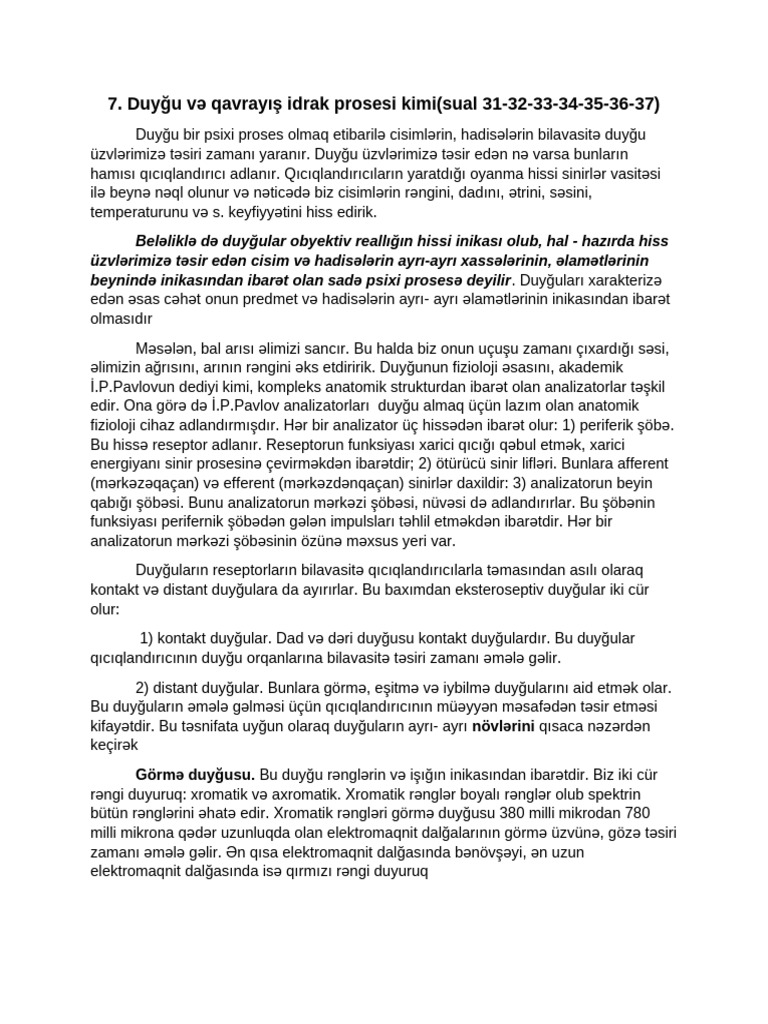 Duyğu Qavrayış Idrak | PDF