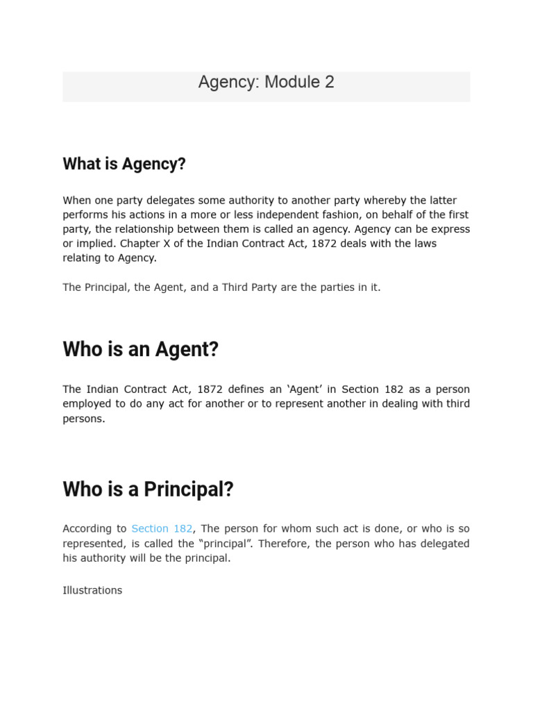 Mod2 (Law of Contract Ii) | PDF | Law Of Agency | Business