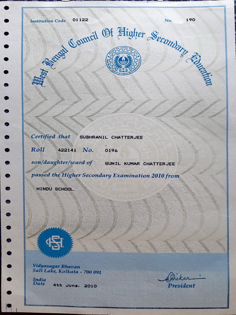 12 TH Class Pass Certificate | PDF