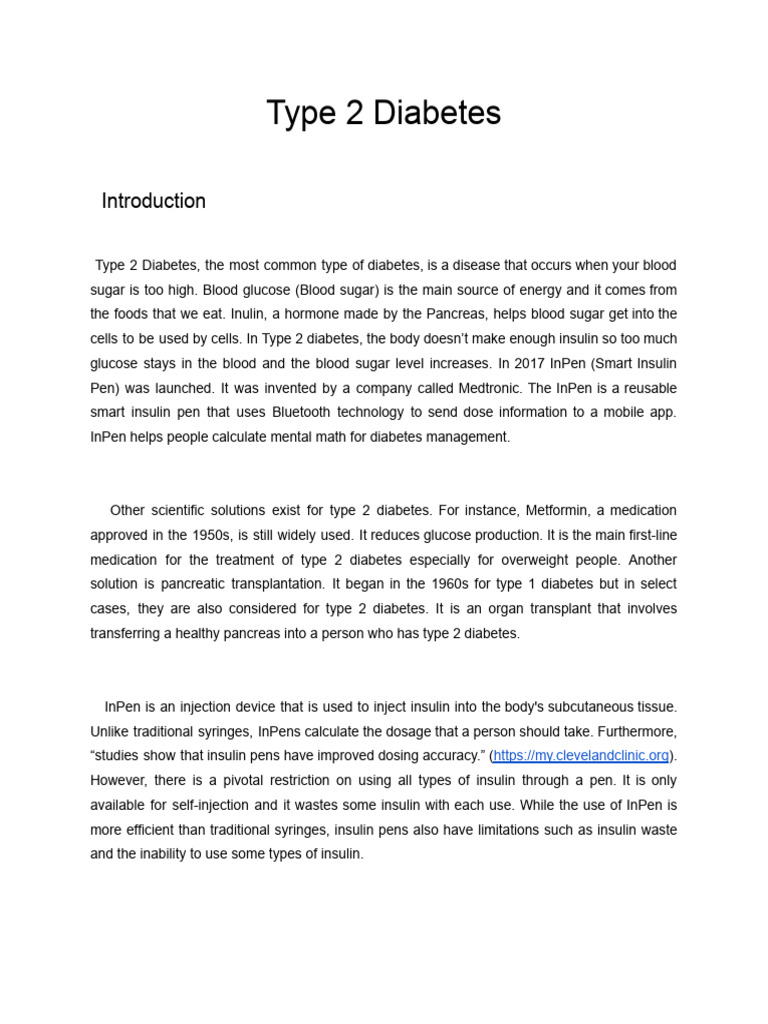 Biology Essay MYP D (Draft Version) | PDF | Diabetes | Insulin
