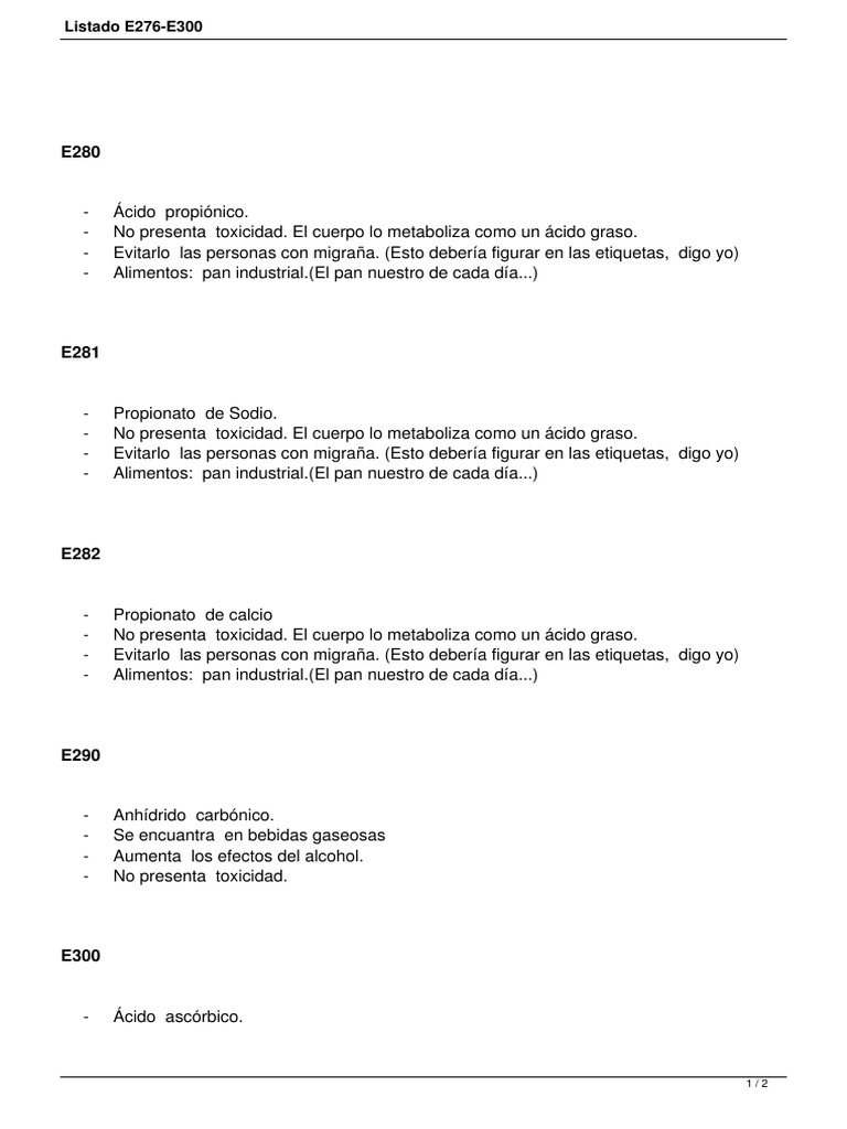 Listado E276 E300 | PDF