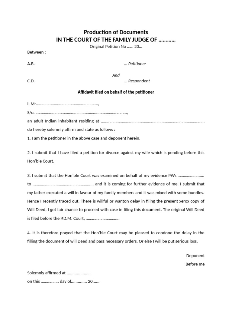 Affidavit Filed On Behalf of The petitioner-Affidavits-Production of Documents-370 | PDF