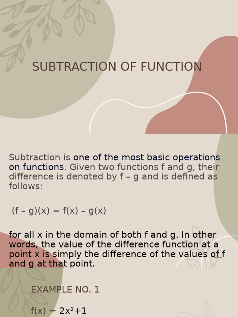 Subtraction of Function | PDF | Teaching Methods & Materials