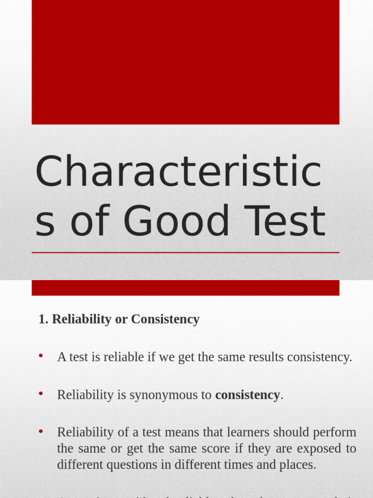 Characteristics of Good Test | PDF