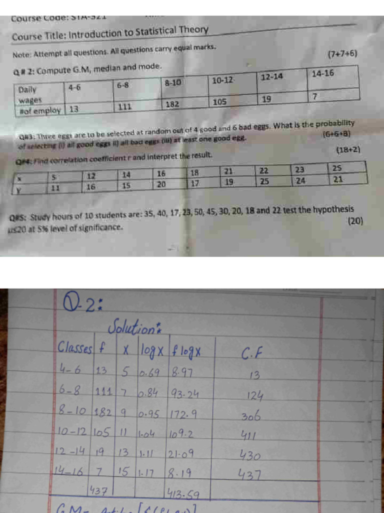 Paper Solution Statistics | PDF