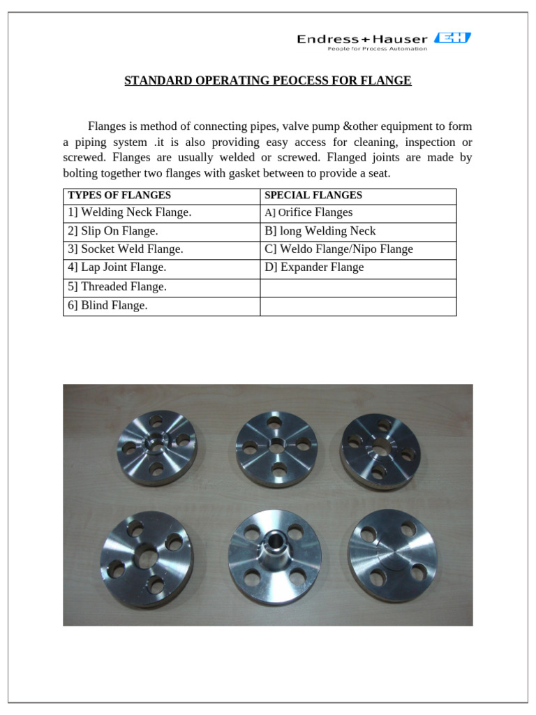 SOP For Flanges | PDF | Pipe (Fluid Conveyance) | Mechanical Engineering
