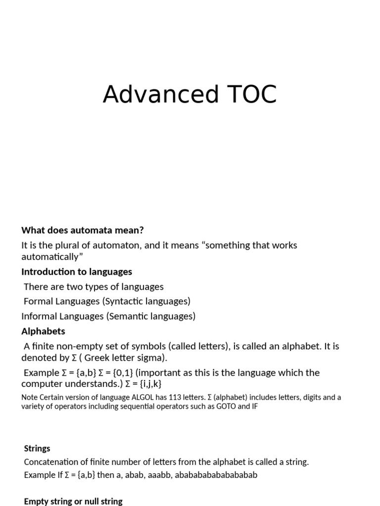 Understanding Strings and Languages in TOC | PDF | String (Computer Science) | Automata Theory
