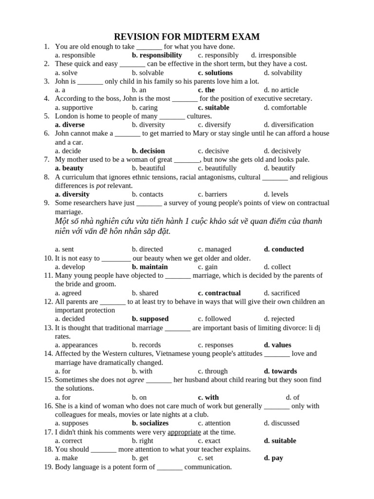 Midterm Exam Revision Guide | PDF | Nonverbal Communication | Marriage