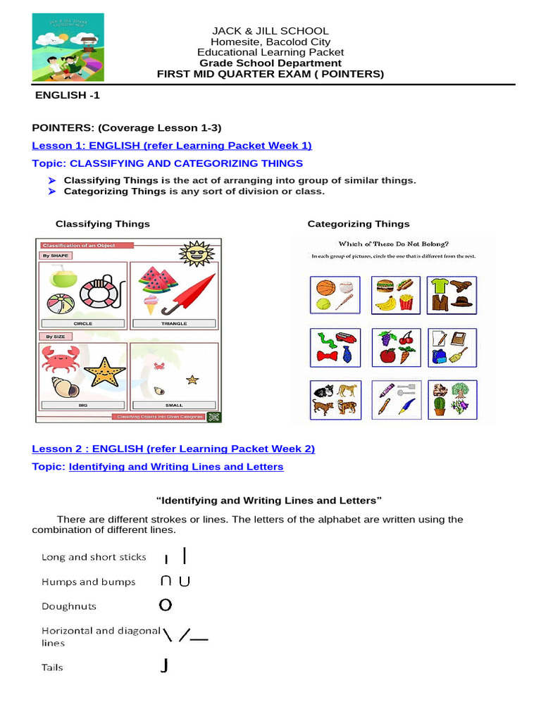 Grade School English Exam Pointers | PDF | Human Communication | Cognition
