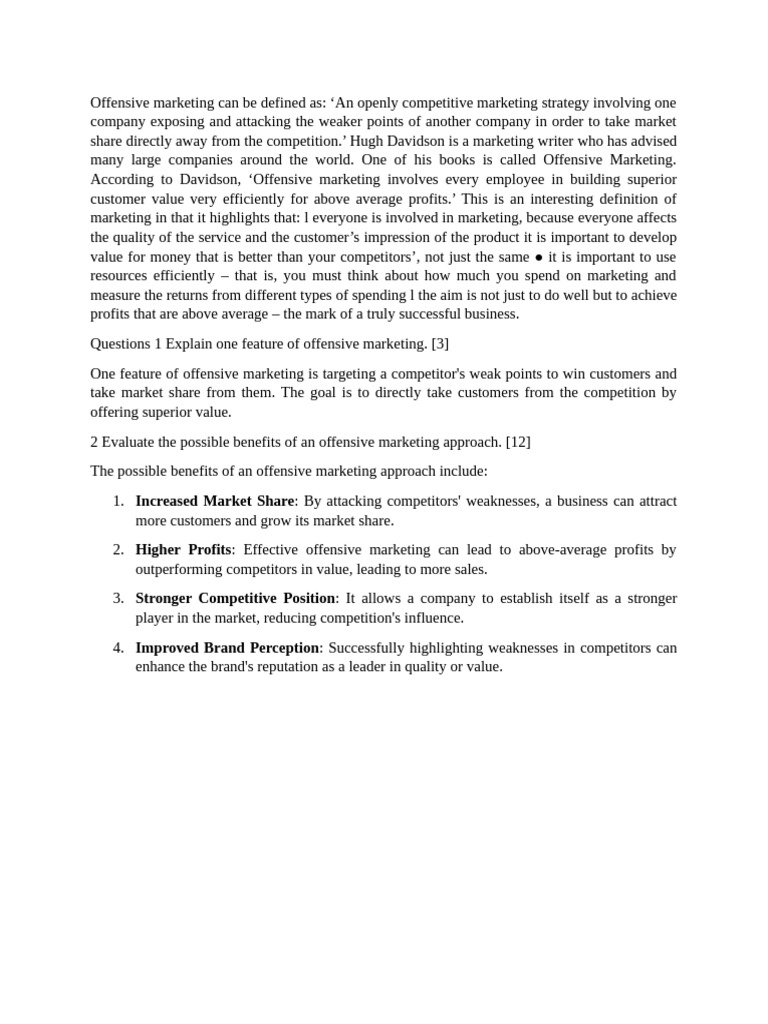 Offensive Marketing Case Study | PDF | Marketing | Supply Chain