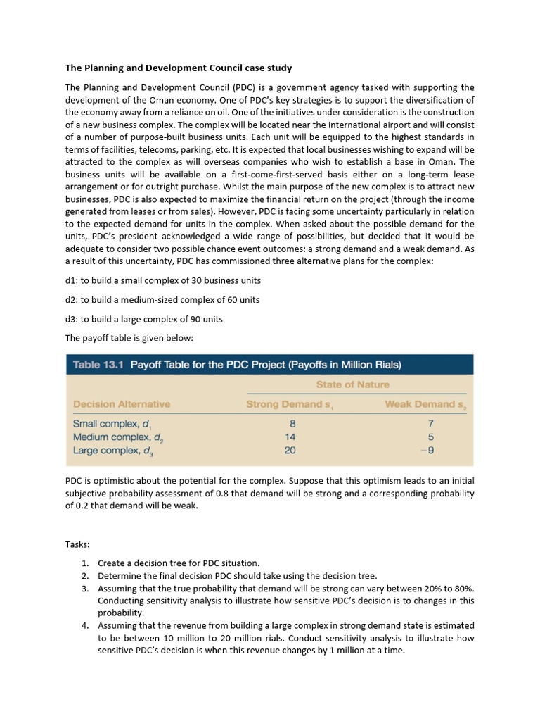 Planning and Development Council Case Study - Decision Tree | PDF ...