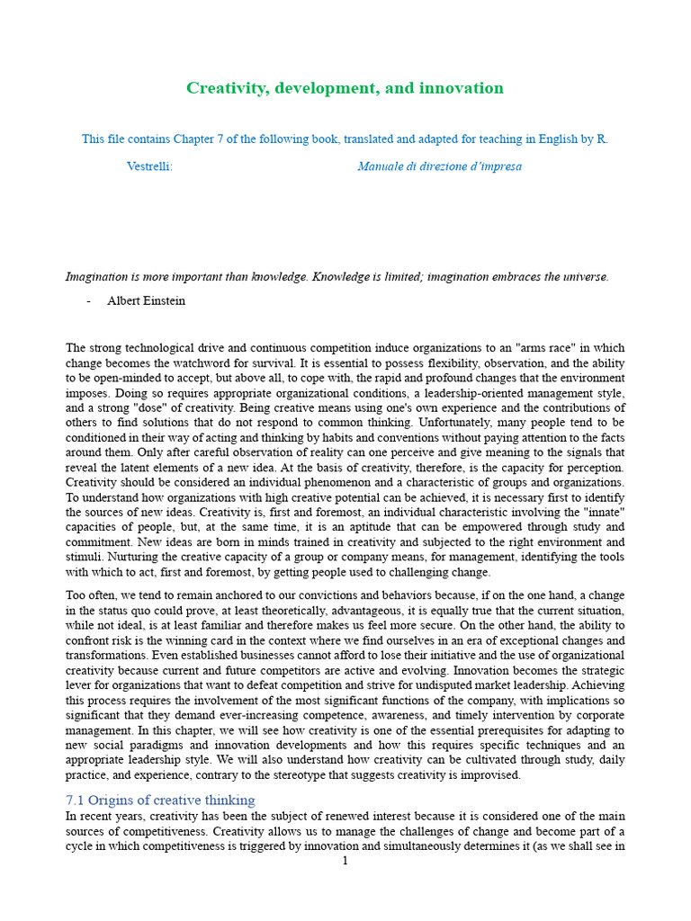 Creativity Chap ENG | PDF | Creativity | Innovation