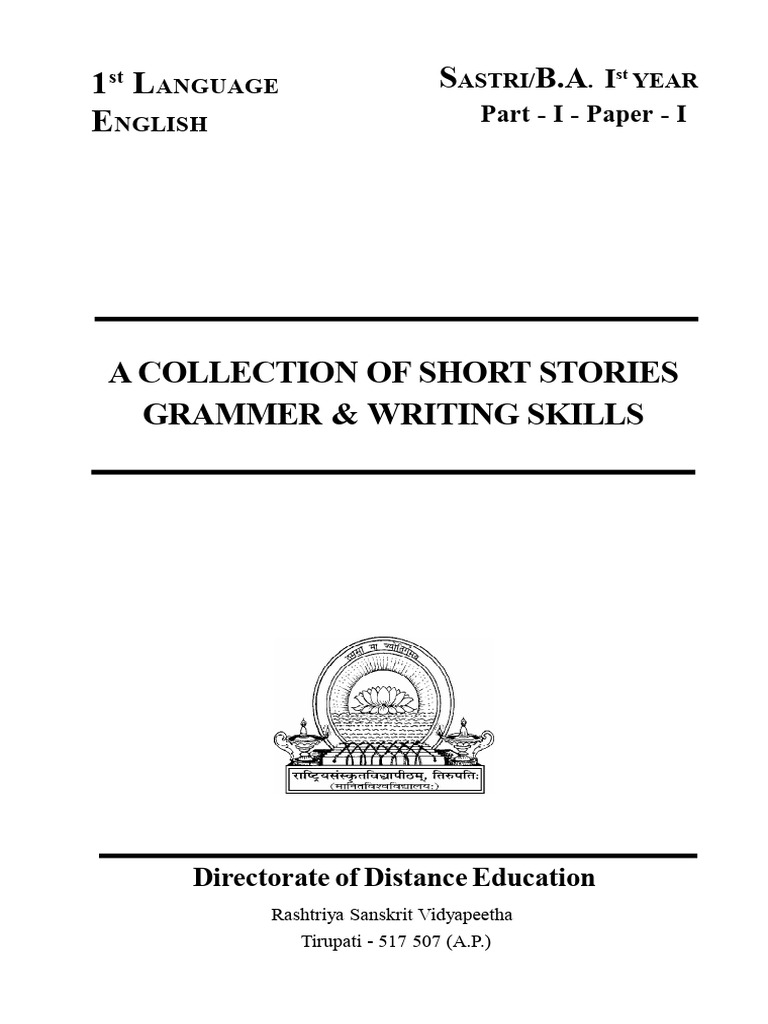 CDOE Study Sastri 1st Year Paper.1 1st Language English | PDF | Saki