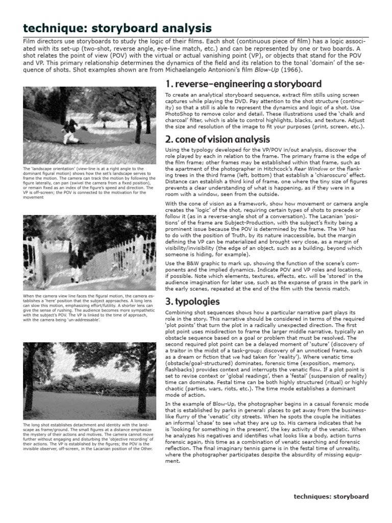 Storyboard Analysis Techniques in Film | PDF