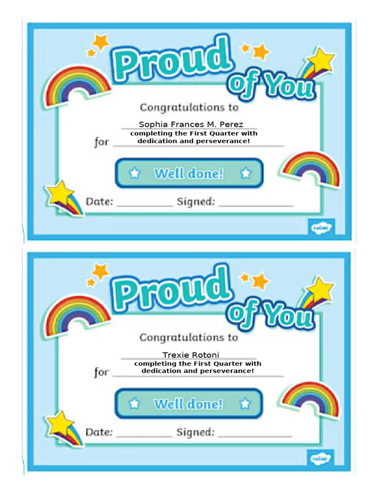 Proud of You Award | PDF | Language Arts & Discipline