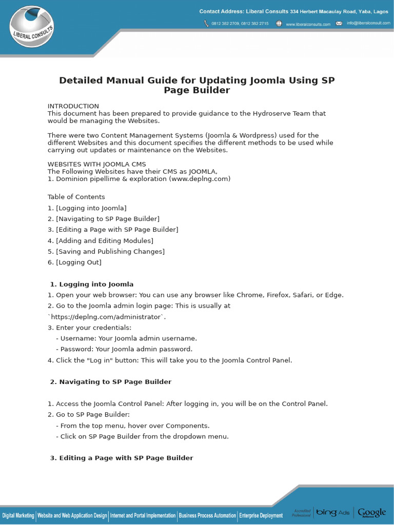 Detailed Manual Guide For Updating (DEPL) Joomla | PDF | Page Layout ...