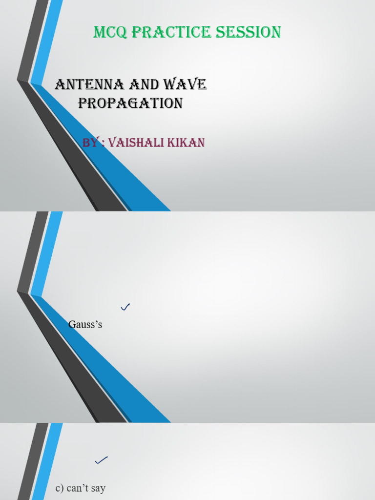 Antenna and Wave Propagation MCQ Complete | PDF | Antenna (Radio) | Radio Propagation