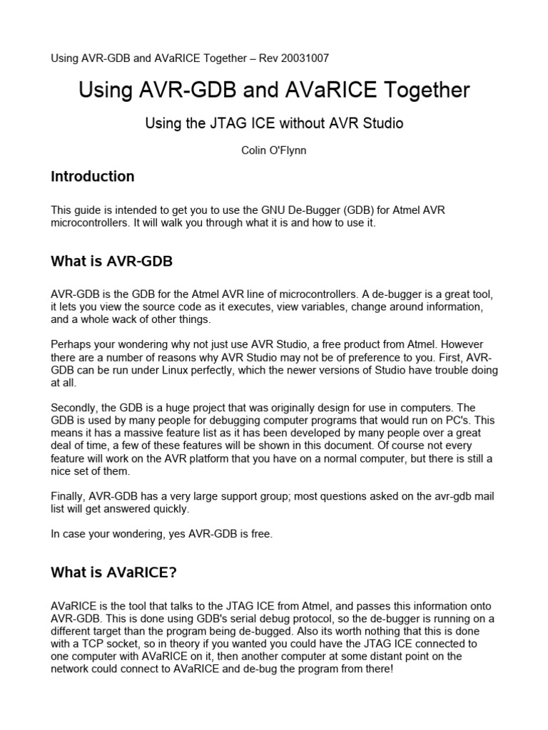 O'Flynn C. - Using AVR-GDB and AVaRICE Together (2003) - Libgen - Li | PDF | Computer ...