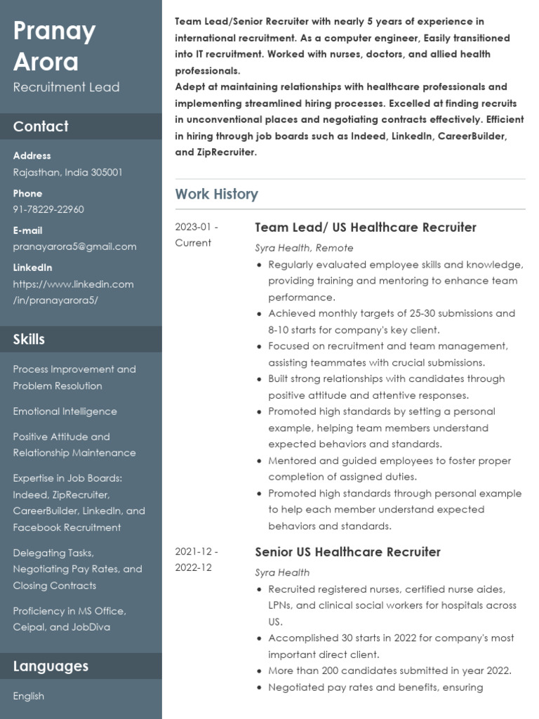 Pranay Arora Resume | PDF | Recruitment | Nursing