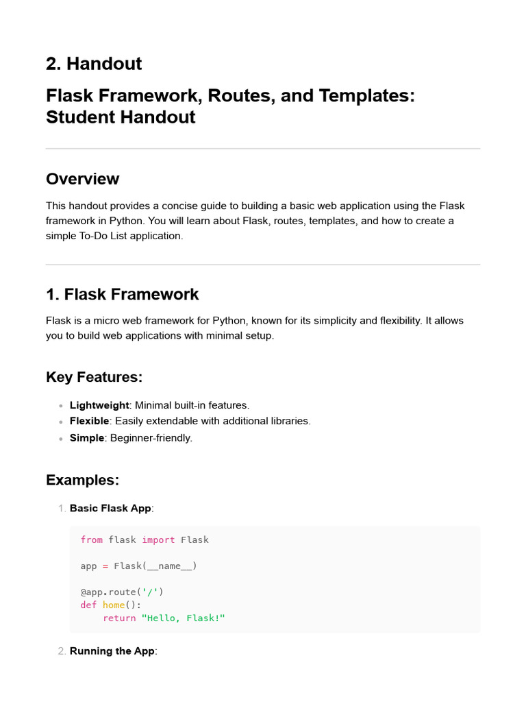 1978 - 991 - DOC - Flask Framework, Routes, and Templates | PDF | World ...