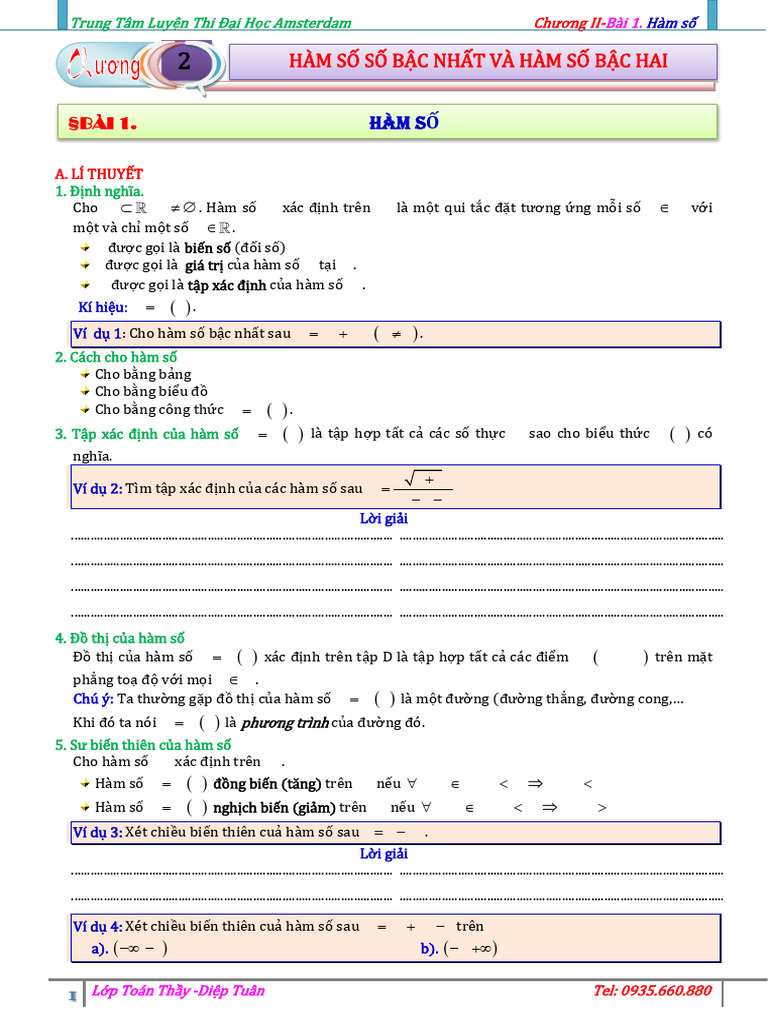 Bai Tap Ham So Bac Nhat Va Ham So Bac Hai Diep Tuan | PDF