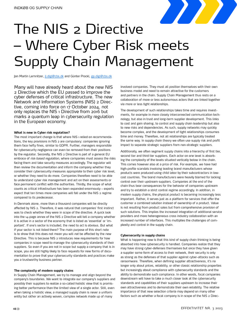 The NIS 2 Directive 1 | PDF | Supply Chain | Computer Security