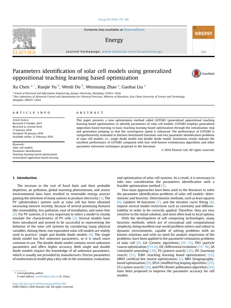 Generalized Oppositional Teaching Learning Based Optimization 2016 Pdf Mathematical
