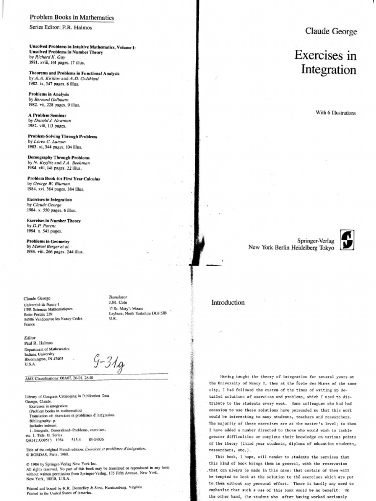 (Problem Books in Mathematics) C. George, J. M. Cole - Exercises in ...