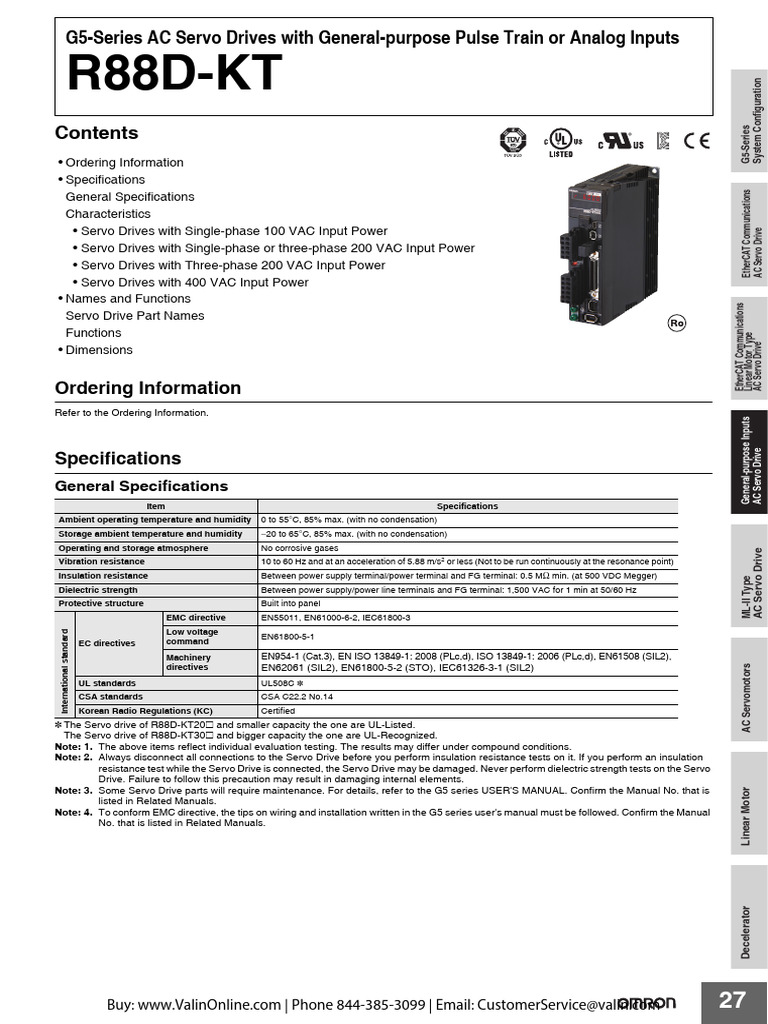 Omron r88d KT Series Datasheet | PDF | Power Supply | Alternating Current