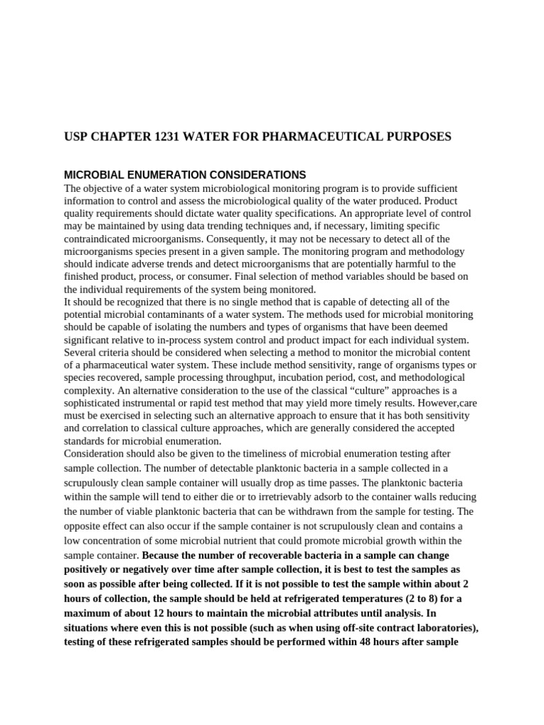 Usp Chapter 1231 Water For Pharmaceutical Purposes | PDF ...