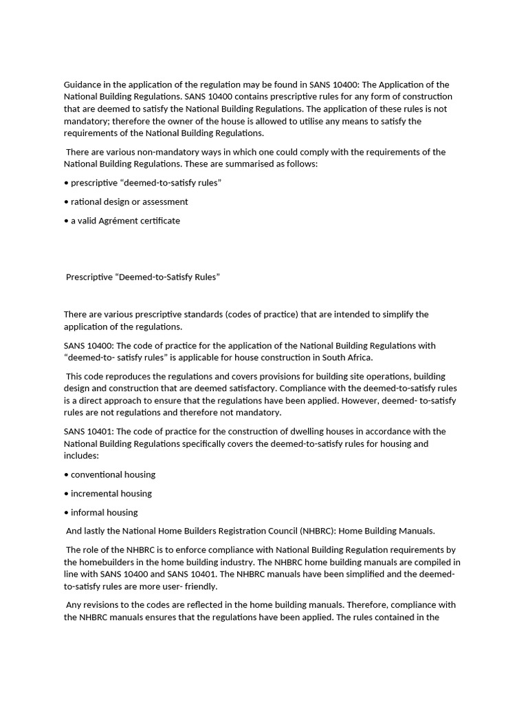 Guidance in The Application of The Regulation May Be Found in SANS ...