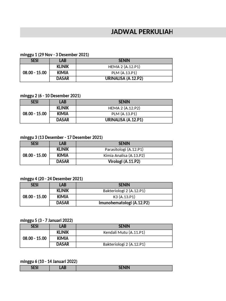 FIKS Jadwal Praktikum Sem Ganjil 2021-2022 Setelah Akreditasi | PDF