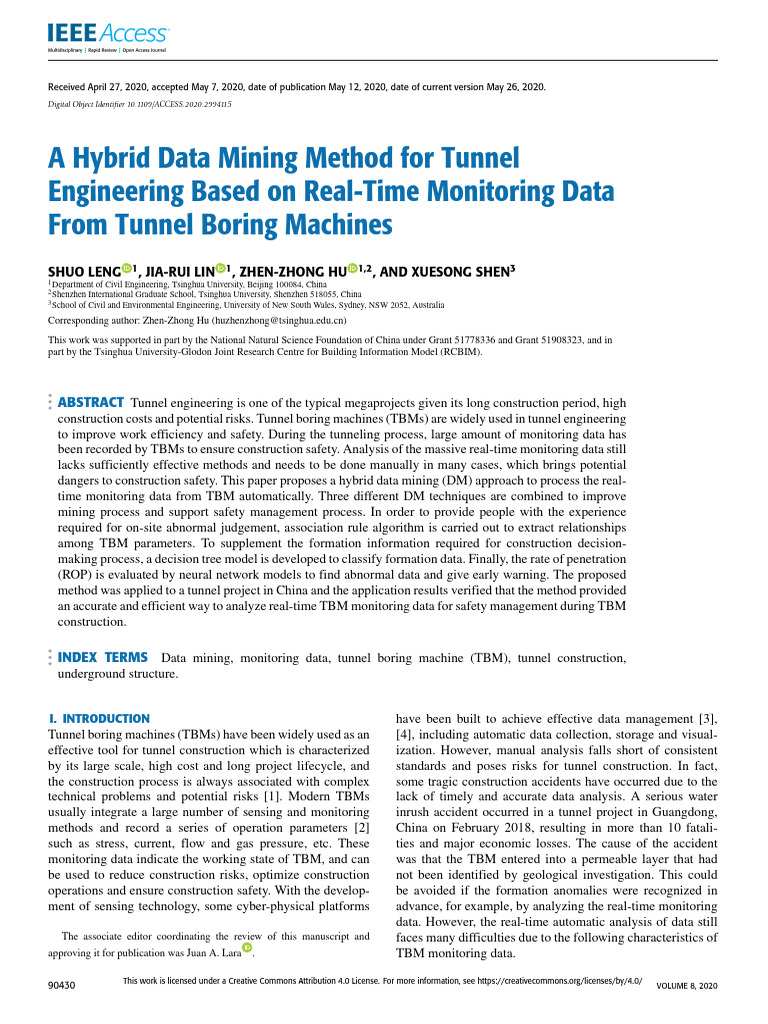 A Hybrid Data Mining Method For Tunnel Engineering Based On Real-Time Monitoring Data From ...