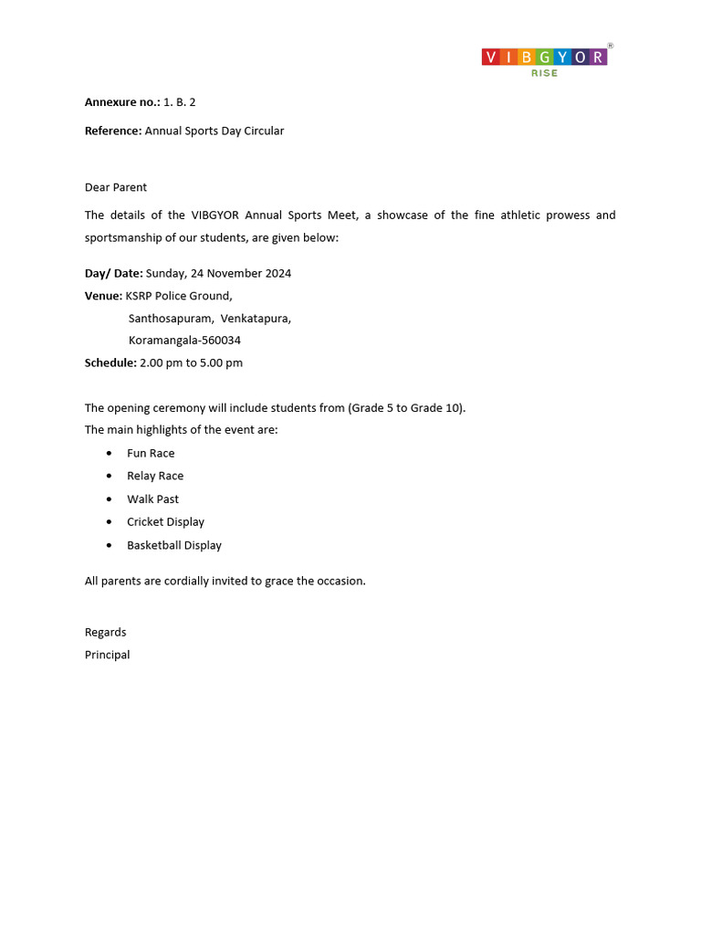 Annexure 1. B. 2 Annual Sports Day | PDF