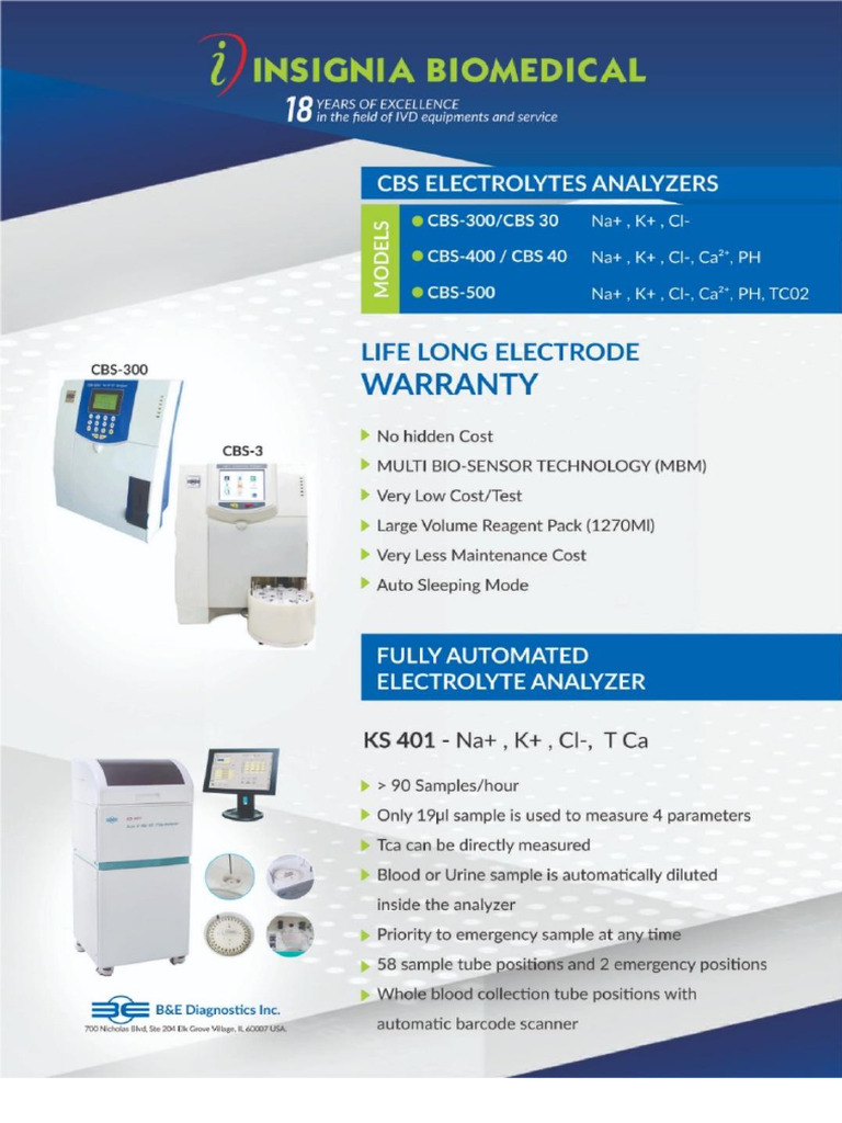 Ks 401 Fully Automated Electrolyte Analyzer Na K CL T CA | PDF