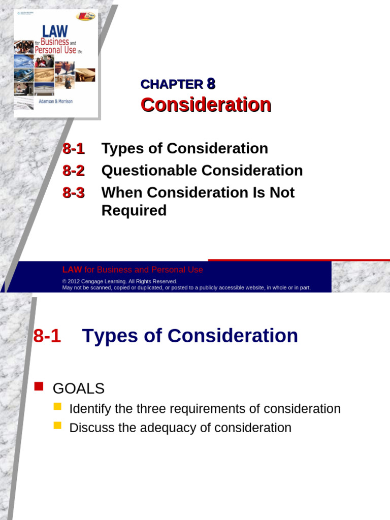 Law Chapter 8 Power Point Teacher Version | PDF | Consideration | Estoppel