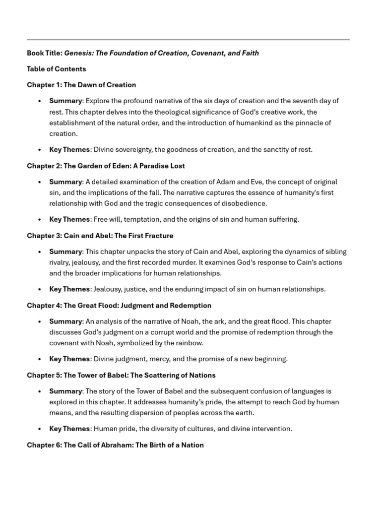 Key Themes in Genesis Creation Story | PDF | Abraham | Genesis Creation ...