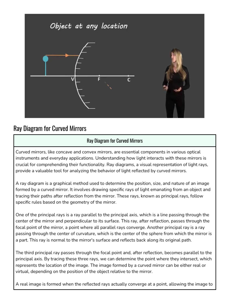 Ray Diagram For Curved Mirrors - by Diffit (Printable) | PDF | Mirror ...