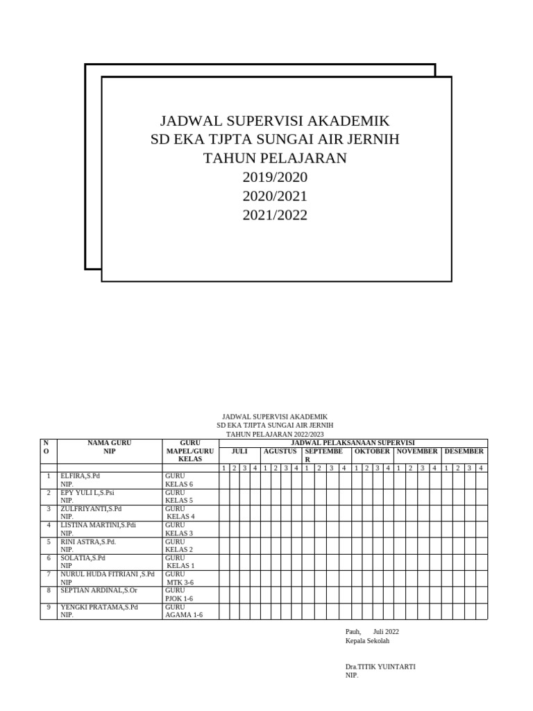24.3 Jadwal Supervisi Akademik | PDF