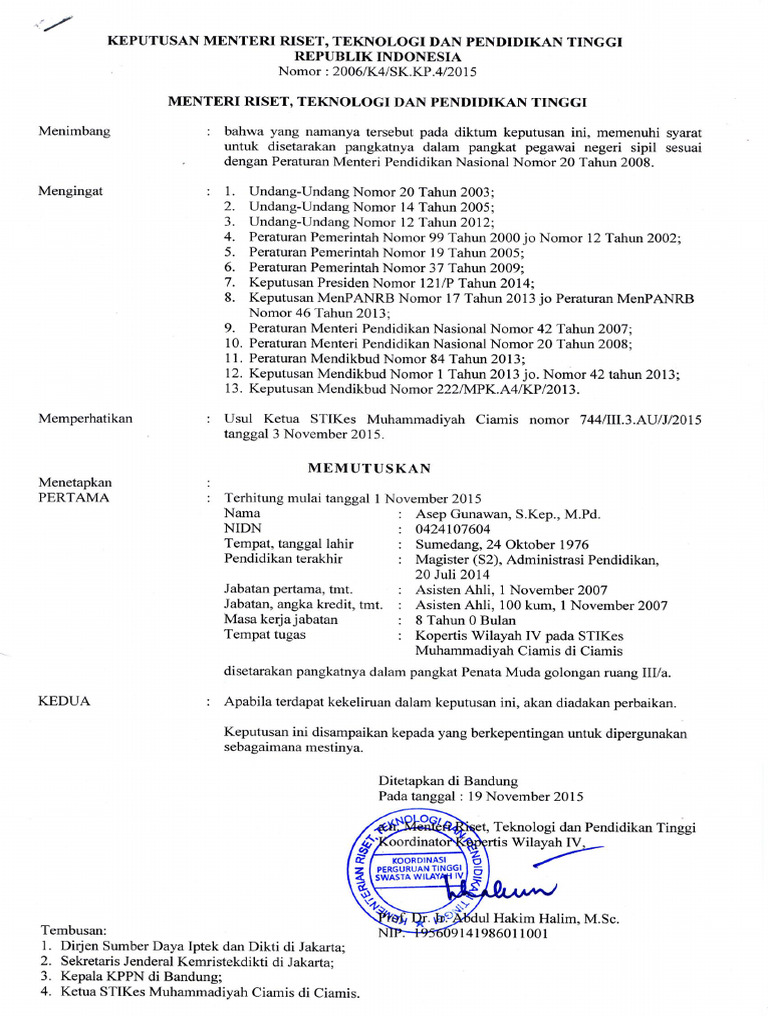 SK Inpasing Asep Gunawan | PDF