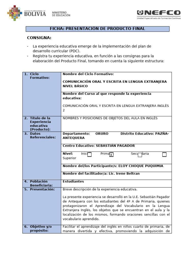 Plantilla Ficha Tecnica | PDF | Enseñando | Aprendizaje Plantilla Ficha Tecnica | PDF | Enseñando | Aprendizaje