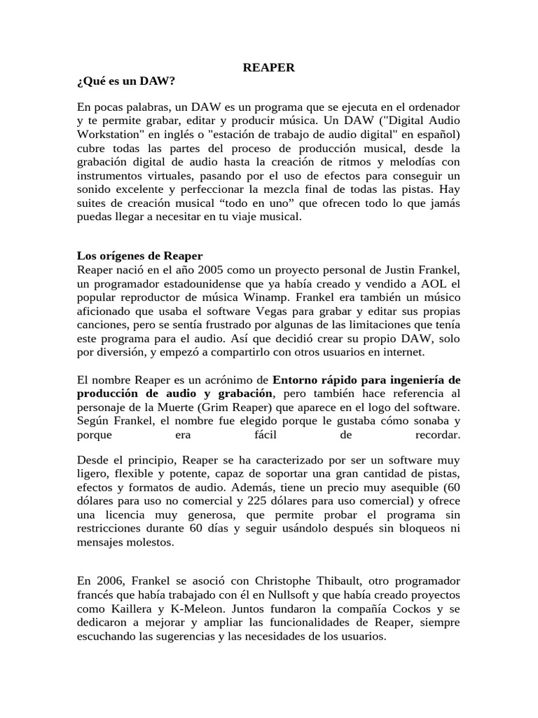 Reaper Trabajo | PDF | Informática | Software