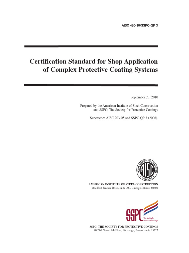 AISC 420-10/SSPC-QP 3 Standard | PDF | Specification (Technical ...