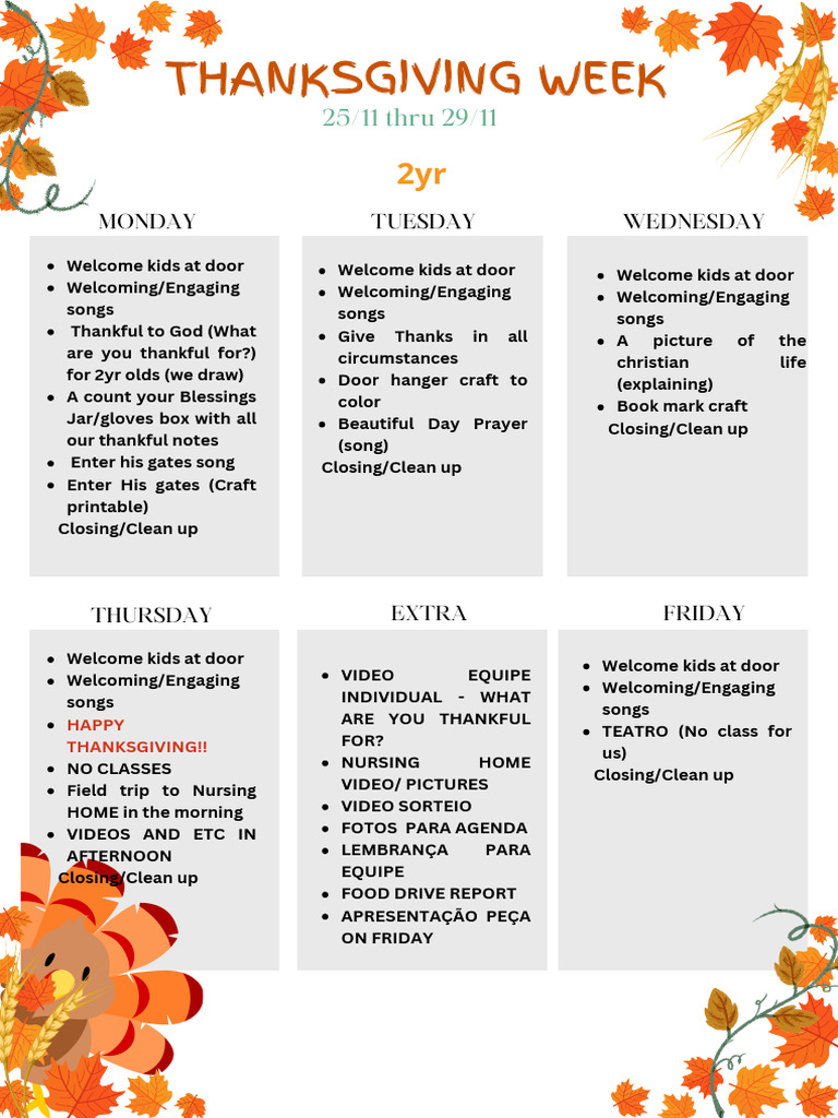 Thanksgiving Week | PDF | Thanksgiving