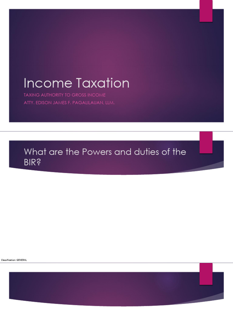 Lecture Income Taxation 1 | PDF | Taxes | Income Tax