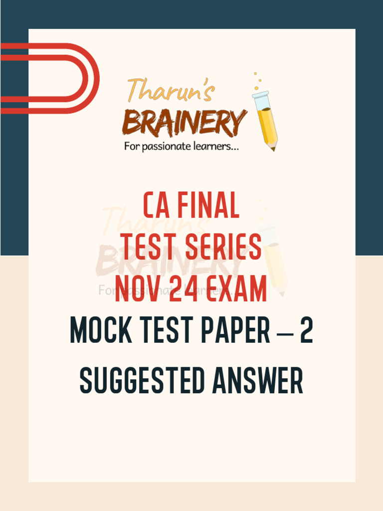 Mock Test 2 Suggested Answer | PDF | Value Added Tax | Taxes