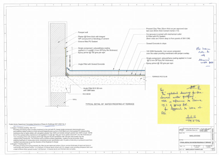 Typ. Terrace Water Proofing Detail Signed DWG | PDF